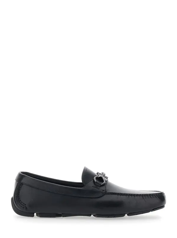 FERRAGAMO Sunsay Leather Loafers - Black