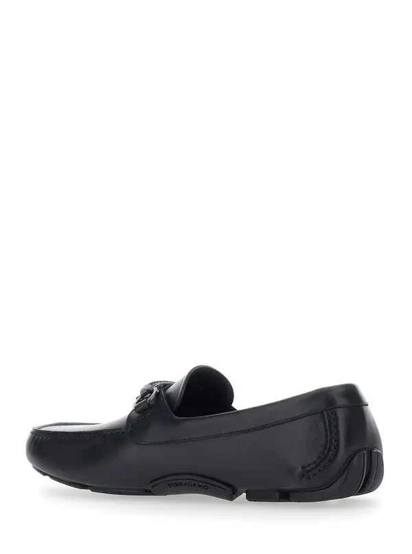 FERRAGAMO Sunsay Leather Loafers - Black