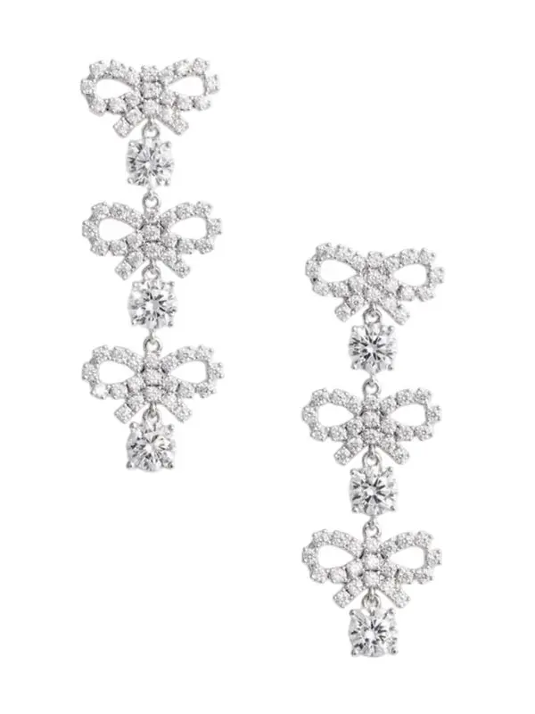 SELF-PORTRAIT Crystal Micro Bow Tiered Earrings