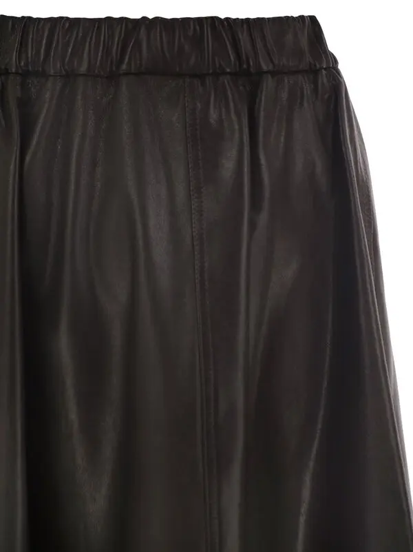 Brunello Cucinelli Flared Nappa Leather Skirt With Elasticated Waist
