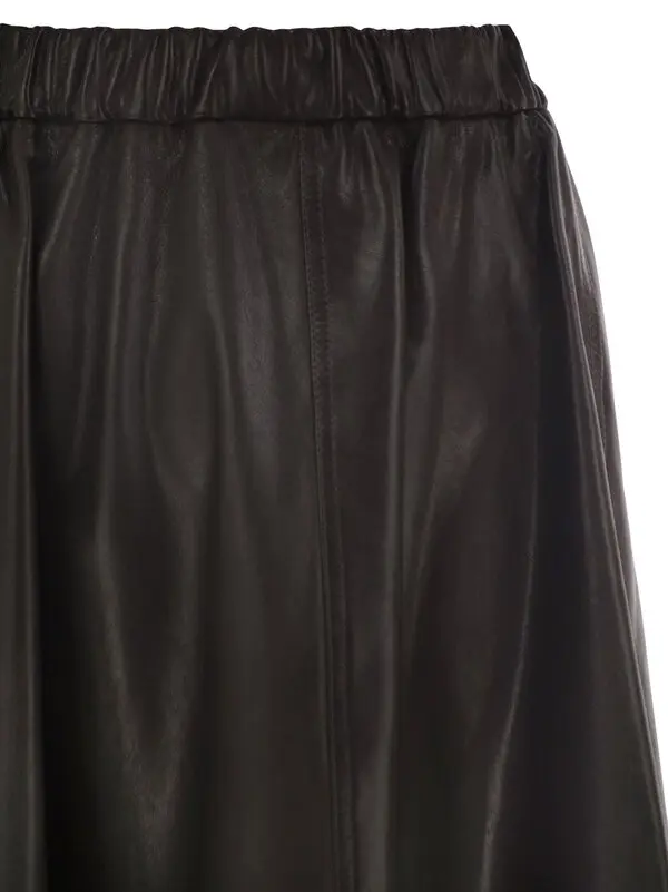 Brunello Cucinelli Flared Nappa Leather Skirt - Brown