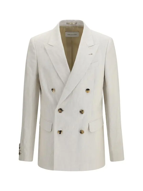 Dries Van Noten Barry Blazer In A Cotton And Linen Herringbone Blend