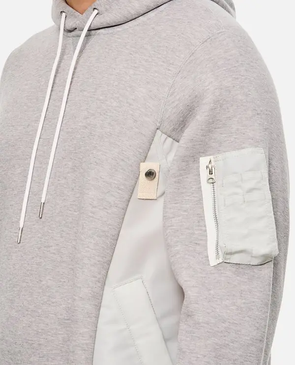 Sacai Terry Sweatshirt With Twill And Nylon Hood