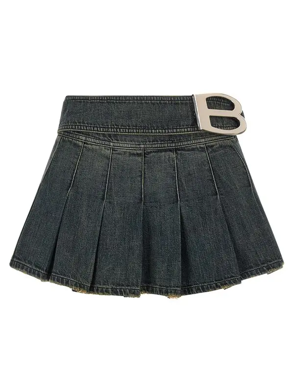 Balenciaga Buckle Pleated' Skirt - Blue