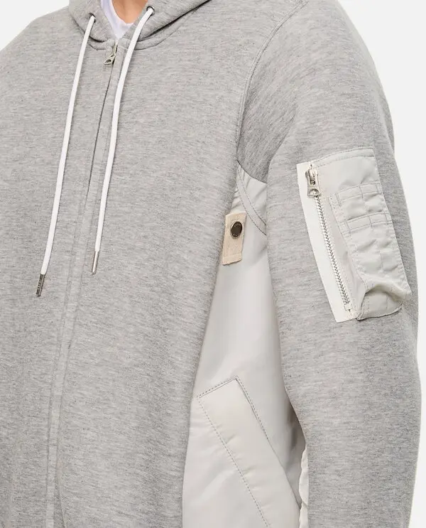 Sacai Sweatshirt With Nylon Twill Hoodie