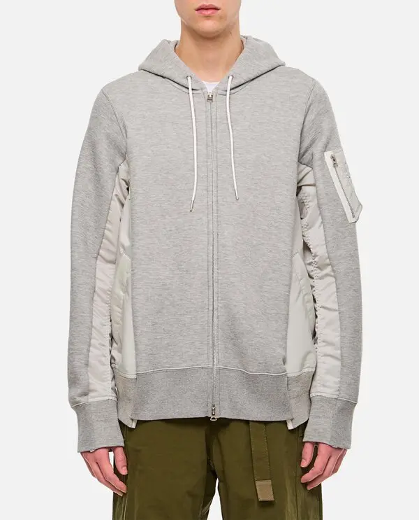 Sacai Sweatshirt With Nylon Twill Hoodie - Multicolor