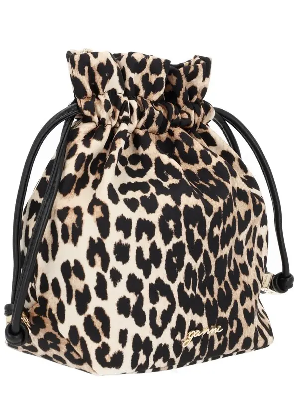 GANNI Animal Print Drawstring Bucket Bag - Multicolor