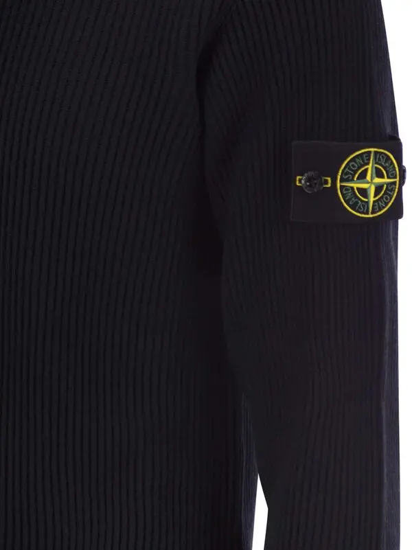 Stone Island Crew-neck Jumper With Ribbed Edges - Blue