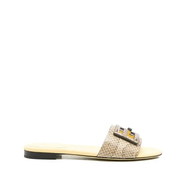 Fendi Snakeskin Leather Sandals - Yellow