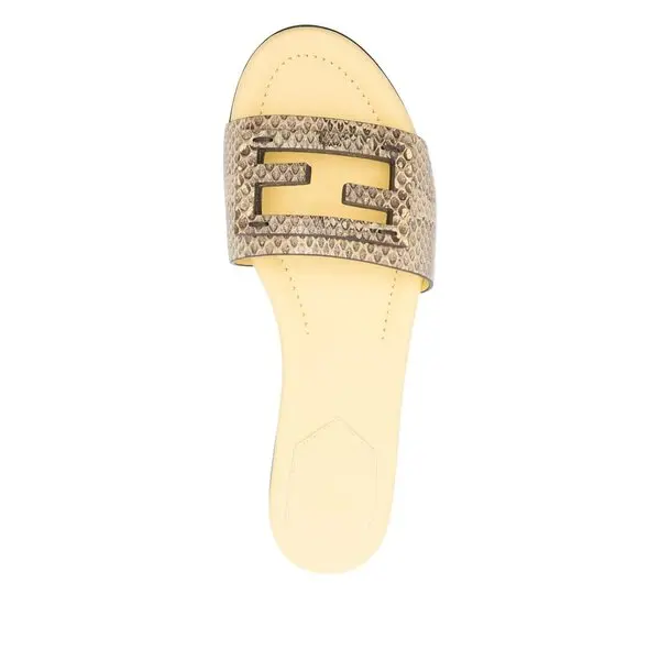 Fendi Snakeskin Leather Sandals - Yellow