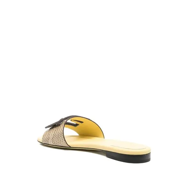 Fendi Snakeskin Leather Sandals - Yellow