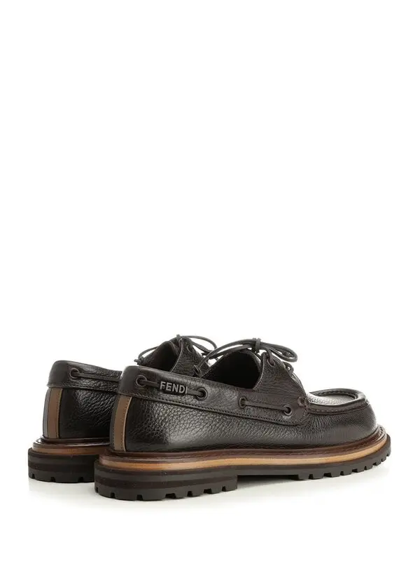 Fendi Pequin Leather Lace-up Shoes