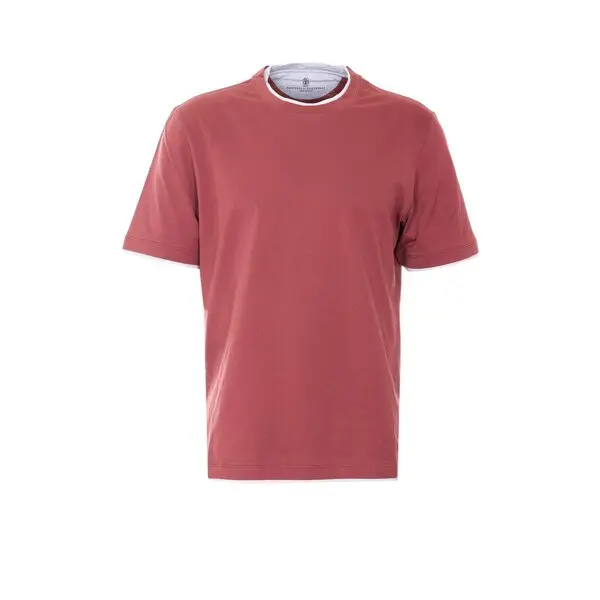 Brunello Cucinelli T-shirt With Faux Layering - Red