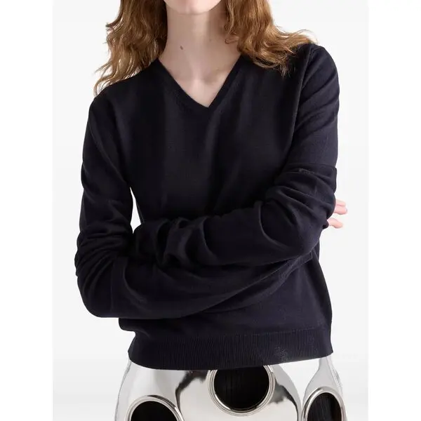Prada Navy Wool V-neck Sweater