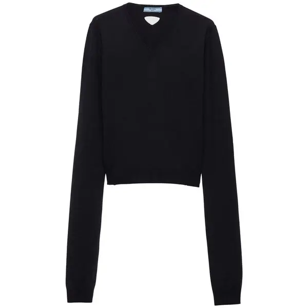 Prada Virgin Wool V-neck Sweater - Blue