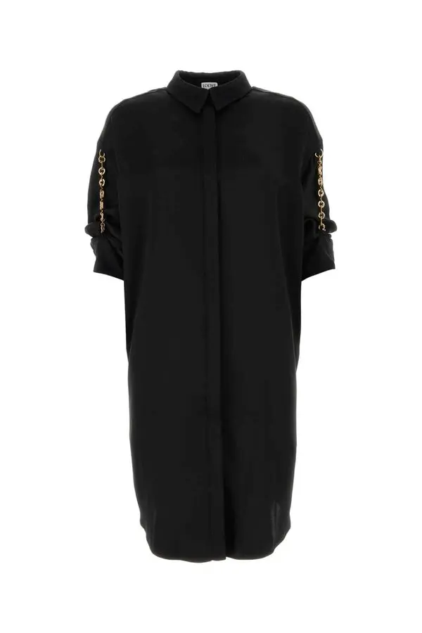 Loewe Satin Shirt Dress - Black