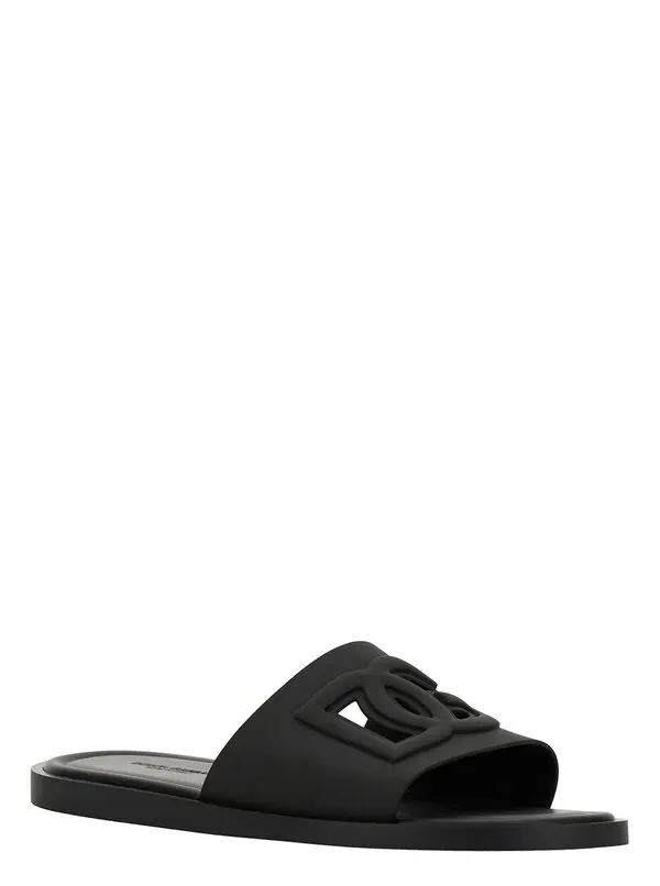 Dolce & Gabbana Rubber Logo Sandals - Black