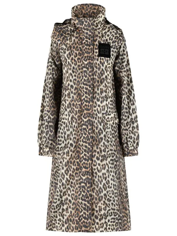 GANNI Leopard Print Polyamide Parka