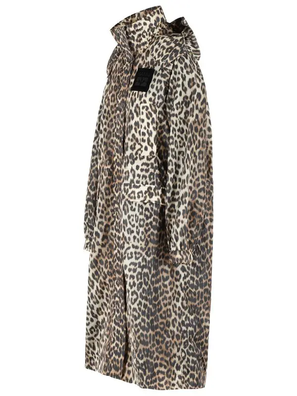 GANNI Leopard Print Polyamide Parka