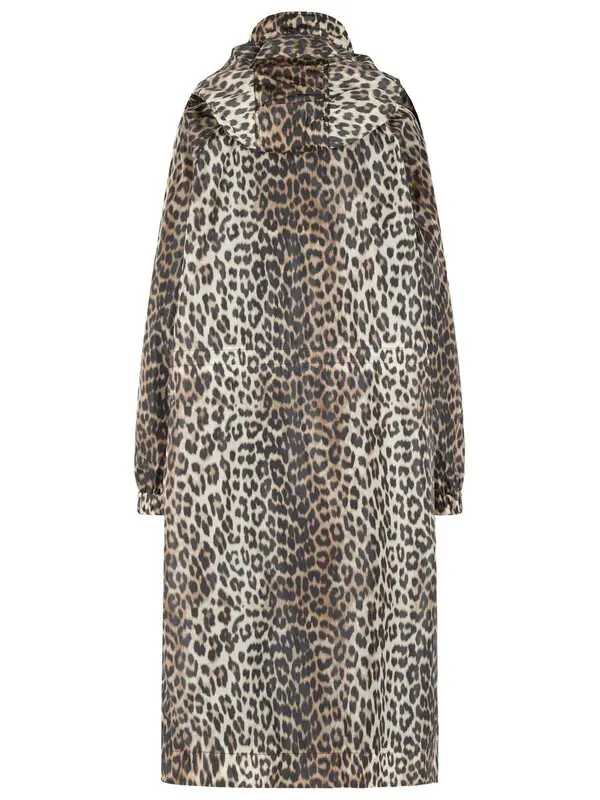 GANNI Leopard Print Polyamide Parka
