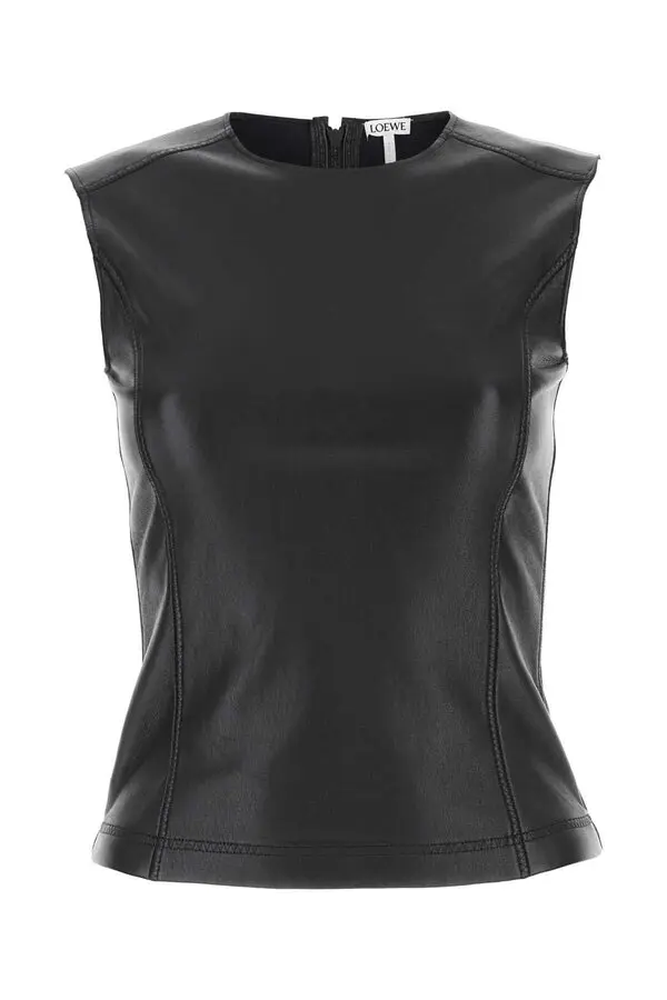 Loewe Leather And Fabric Top - Black