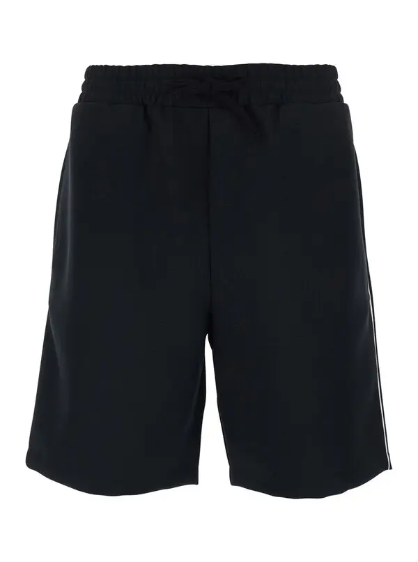 Valentino Garavani Black Bermuda Shorts With Elastic Waist And Vlogo Plaque On The Back For - Multicolor