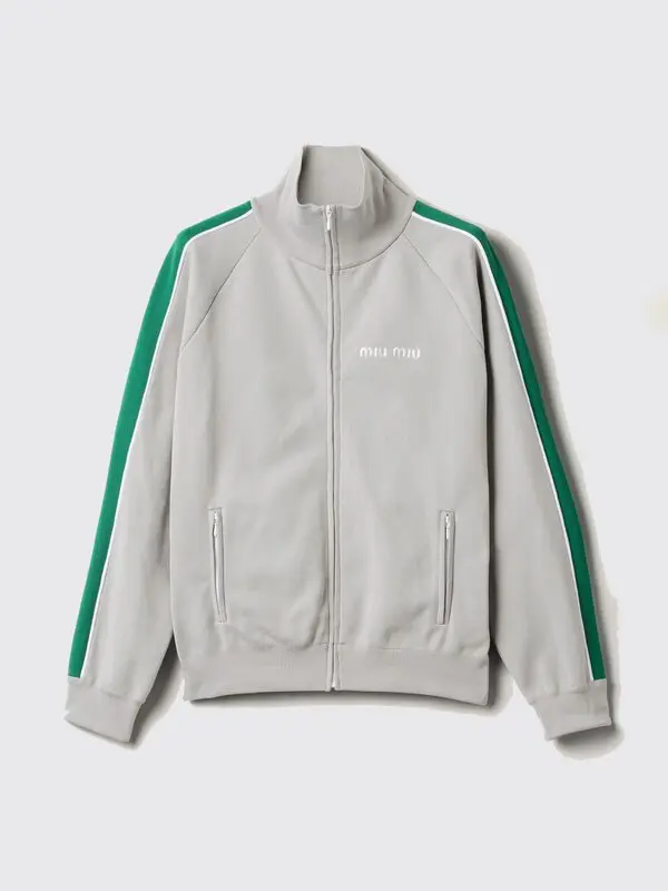 Miu Miu Polyamide Zip-up Sweatshirt With Embroidered Logo
