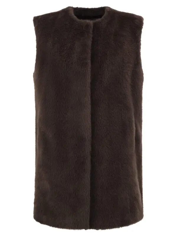 Herno Long Faux Fur-effect Gilet - Brown