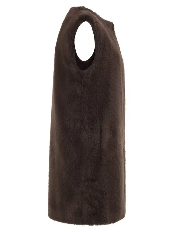 Herno Long Faux Fur-effect Gilet - Brown