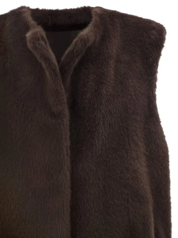 Herno Long Faux Fur-effect Gilet - Brown