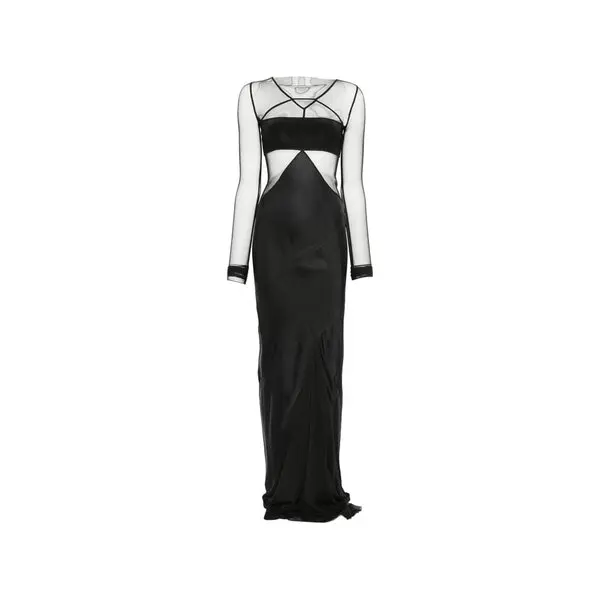 Rick Owens Long Sleeve Evening Dress - Black