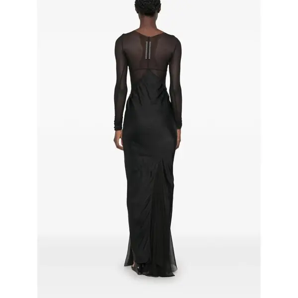 Rick Owens Long Sleeve Evening Dress - Black