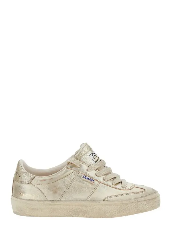 GOLDEN GOOSE Soul-star' Metallic Sneakers With Logo Lettering On The Back And On The Tongue In Laminated Leather - Silver