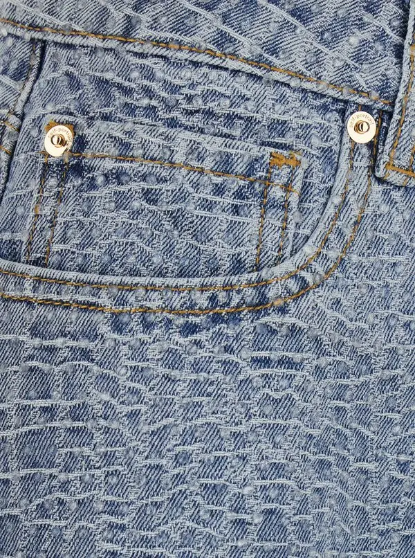 SELF-PORTRAIT Rhinestone Denim Shorts - Multicolor