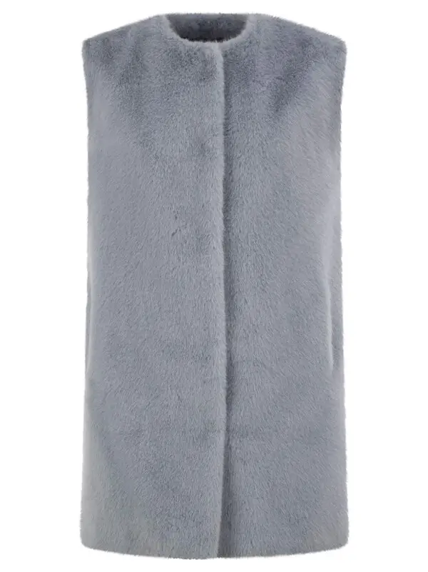 Herno Long Faux Fur-effect Gilet - Blue