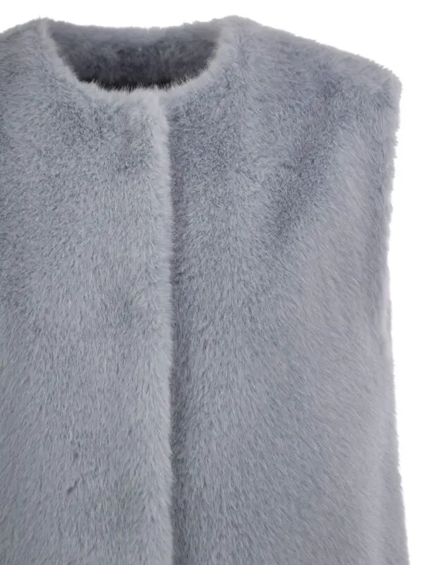 Herno Long Faux Fur-effect Gilet - Blue