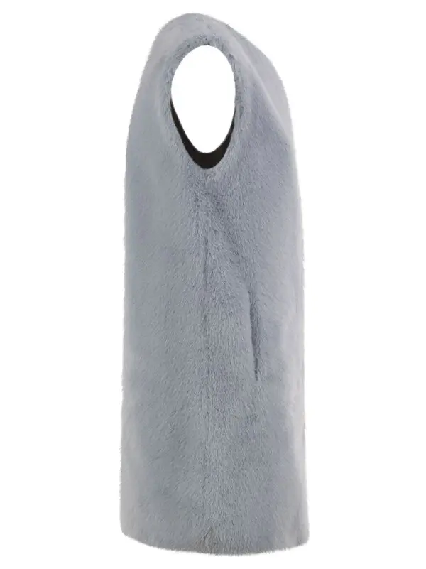 Herno Long Faux Fur-effect Gilet - Blue