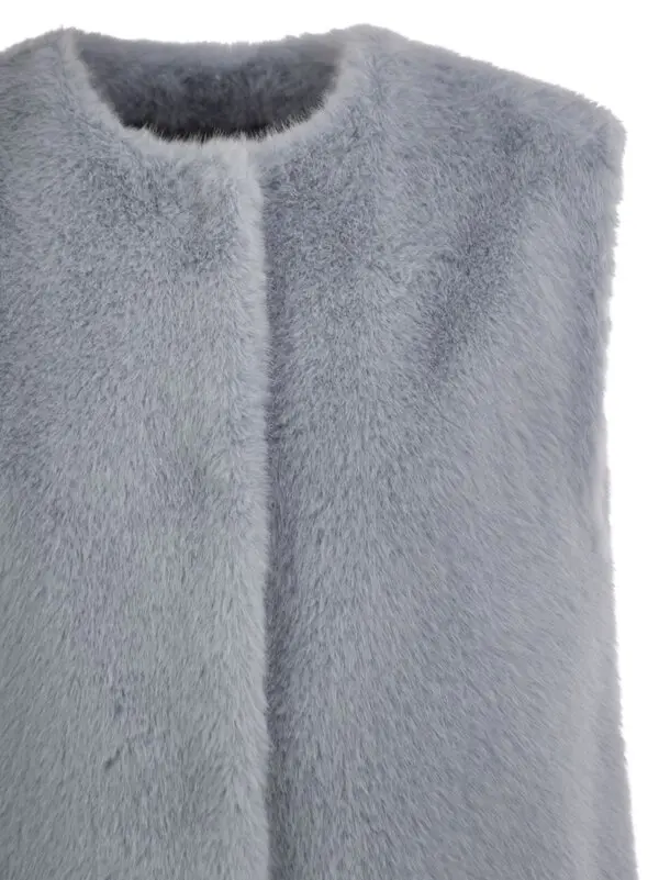 Herno Long Faux Fur-effect Gilet - Blue