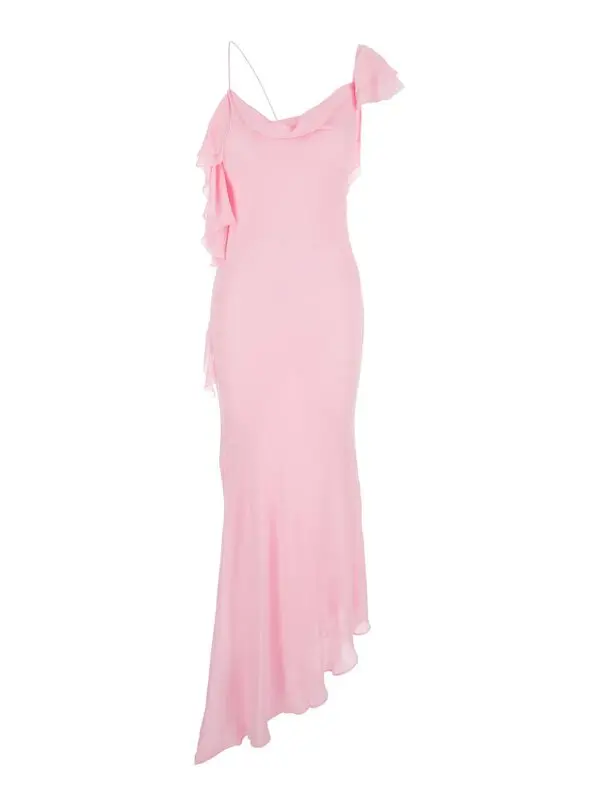 SELF-PORTRAIT Long Georgette Dress With Ruffles - Multicolor