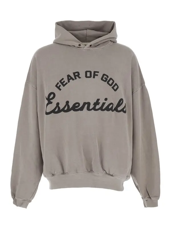 Fear Of God Gray 'training 90's Hoodie Essentials' Hoodie With Fixed Hood And Kangaroo Pocket - Multicolor
