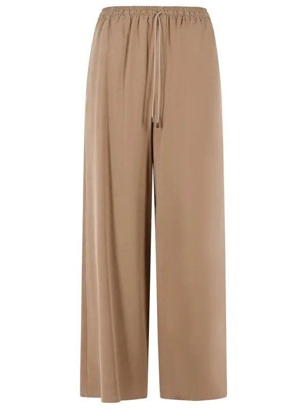 Max Mara Genero' Wide Trousers In Washed Hazelnut Silk