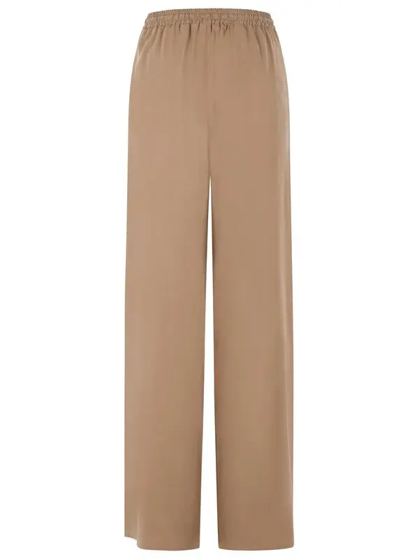 Max Mara Genero' Wide Trousers In Washed Hazelnut Silk