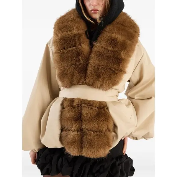 ROTATE BY BIRGER CHRISTENSEN Faux Fur & Shearling Jacket - Cream