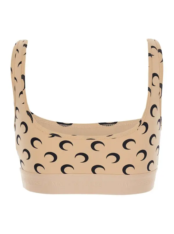 MARINE SERRE Moon Print Tech Fabric Sports Bra - Cream