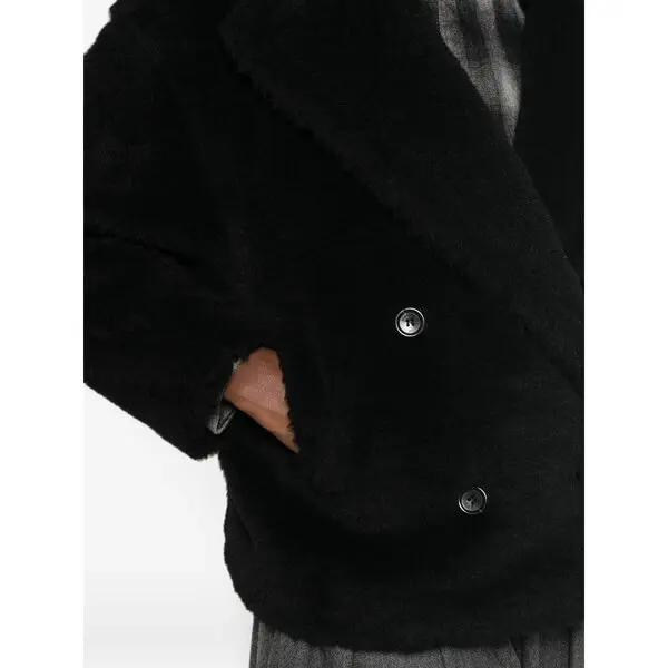 Max Mara Shearling And Alpaca Wool Double-breasted Jacket - Black