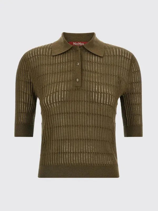 Max Mara Wool And Silk Knit Polo Shirt - Green