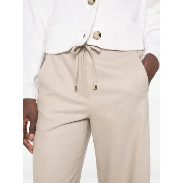 Max Mara Wide Leg Straight Trousers - Cream