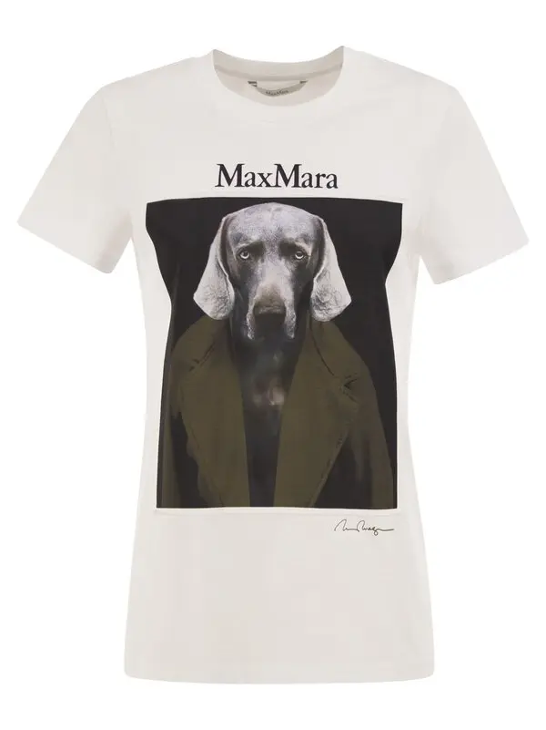 Max Mara Cotton T-shirt With Graphic Print - White
