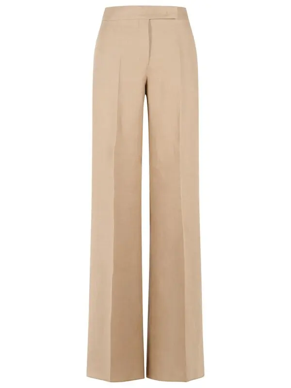 Max Mara Big' Regular Fit Pants In Camel Linen Natt