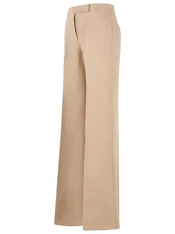 Max Mara Big' Regular Fit Pants In Camel Linen Natt